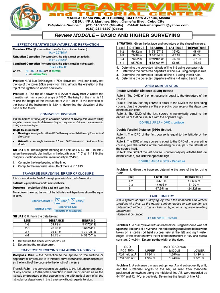 Review Module 12 Surveying 1 May 2021 PART 2 | PDF | Surveying | Angle