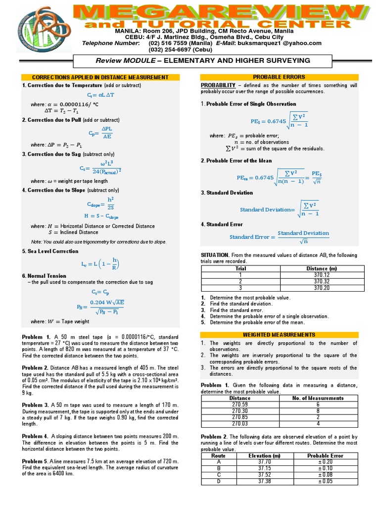 Review Module 12 Surveying 1 May 2021 Part 1 | PDF