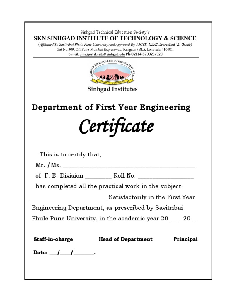 FE Journal Cerificate & Index (1) (2) | PDF