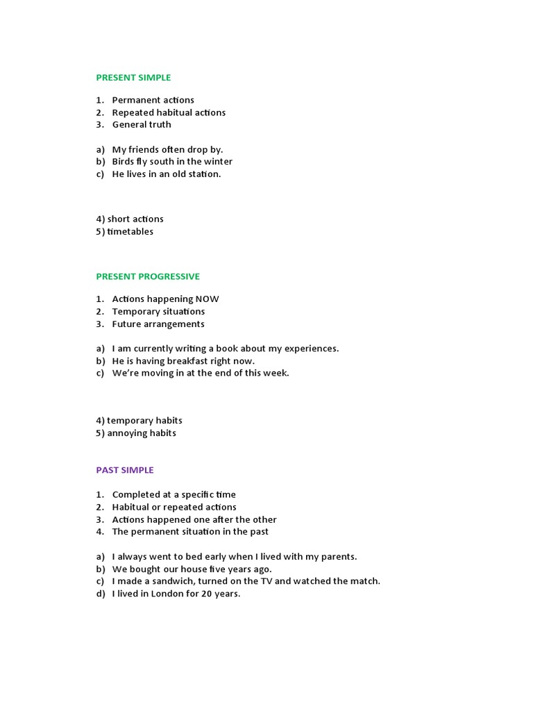 Tenses Overview and Usage Guide | PDF | Languages | Foreign Language ...