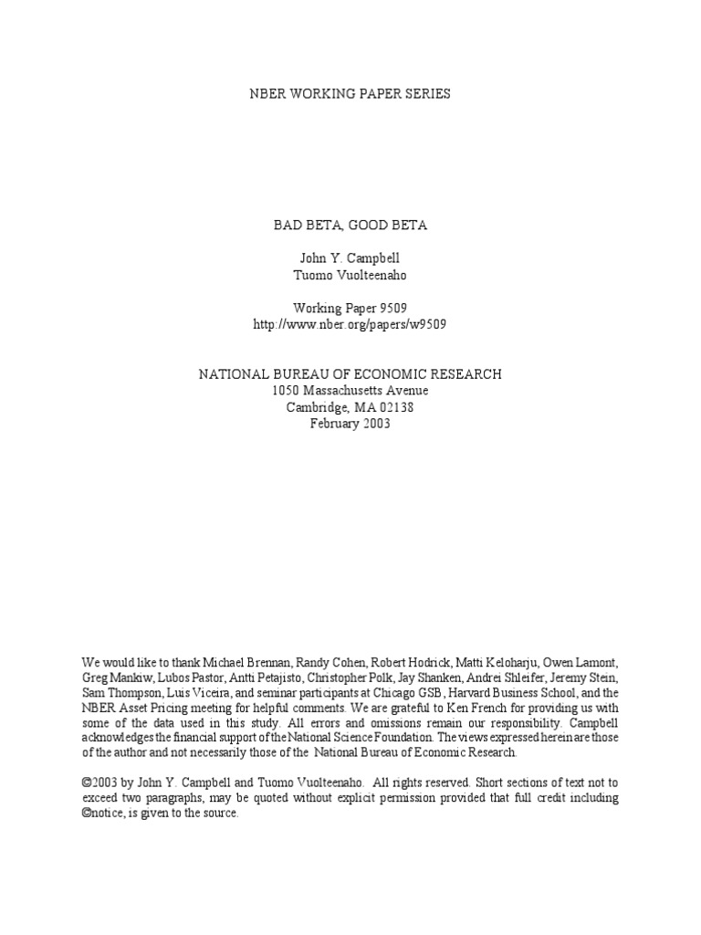Bad Beta, Good Beta | PDF | Capital Asset Pricing Model | Beta (Finance)