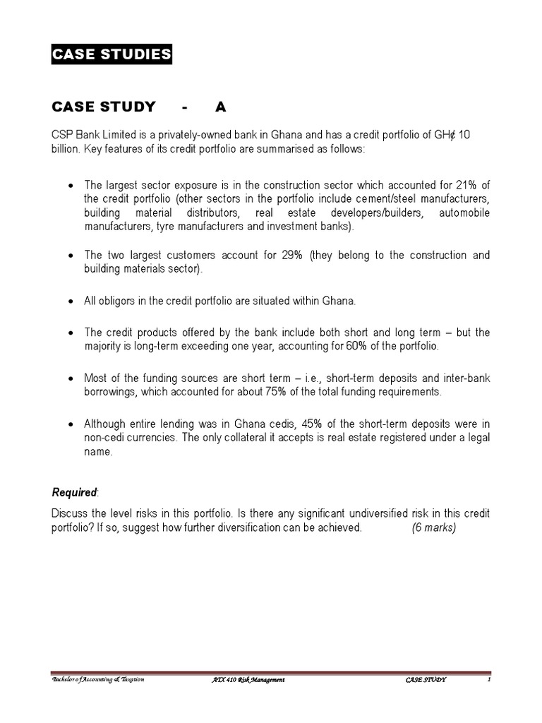 Risk Management Case Studies in Banking | PDF | Finance & Money ...