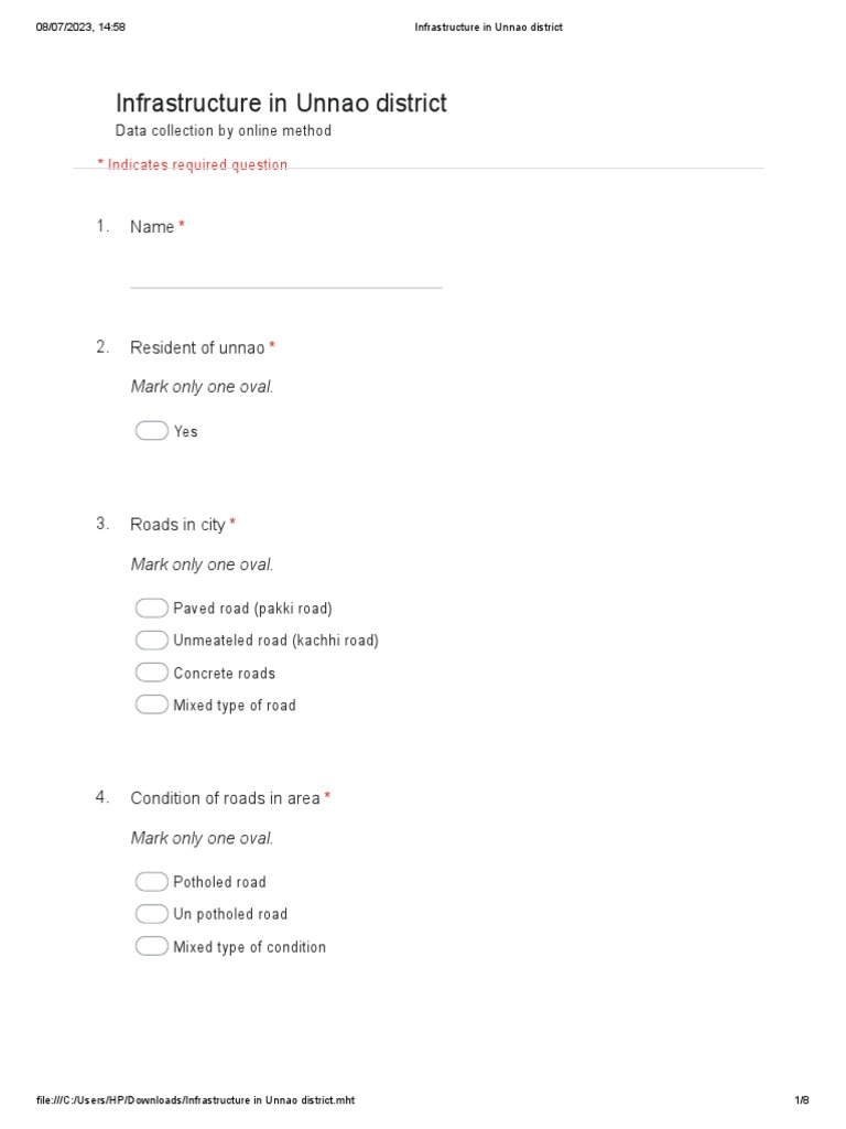 Unnao District Infrastructure Survey | PDF | Road | Hospital