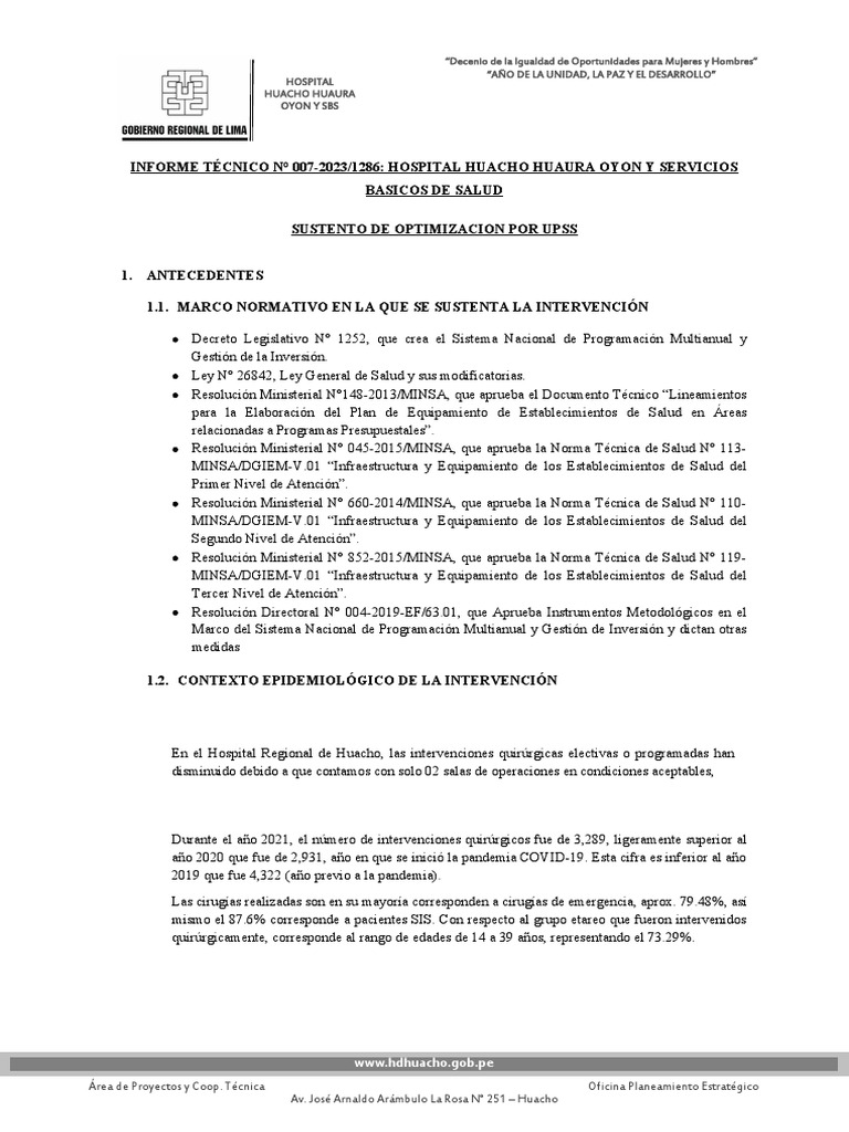 Informes Sustento #007-2023 Lampara Cialitica | PDF