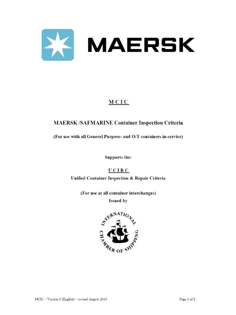 Mcic Maersk Safmarine Container Inspection Criteria Pdf Pdf