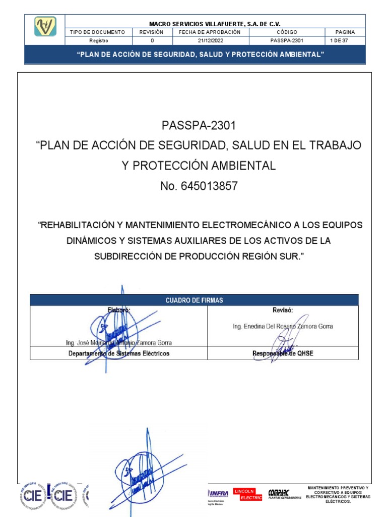 Plan de Acción en Seguridad y Salud | PDF | Seguridad y salud ...