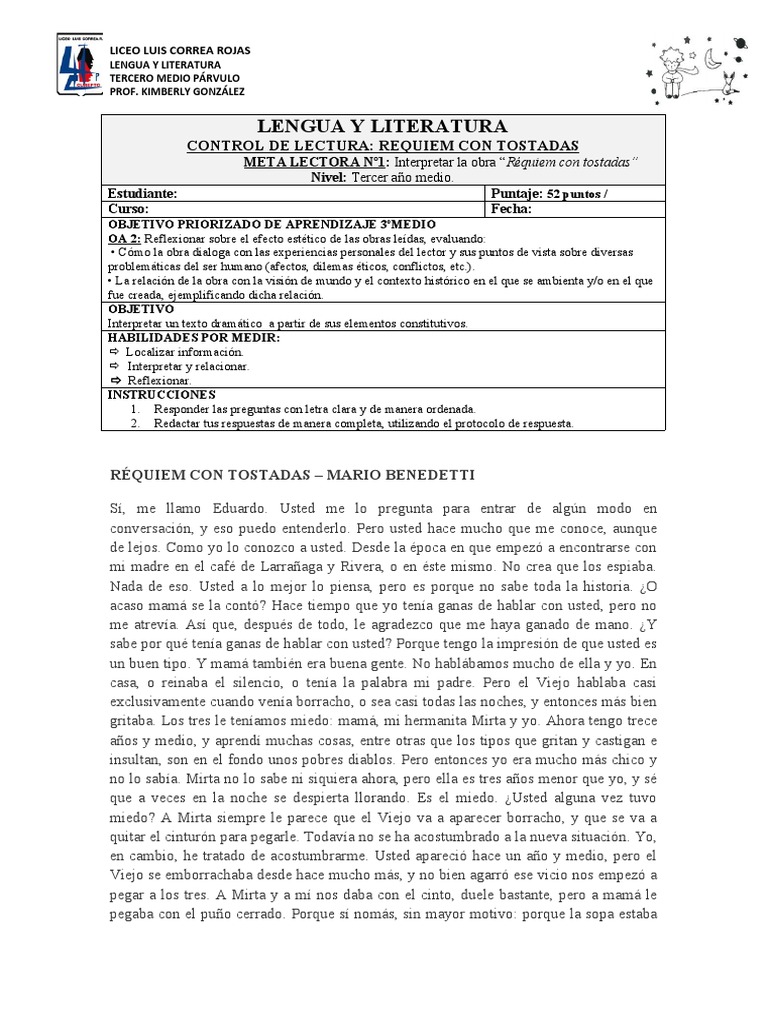 Control de Lectura 3 Parv | PDF | Cuentos