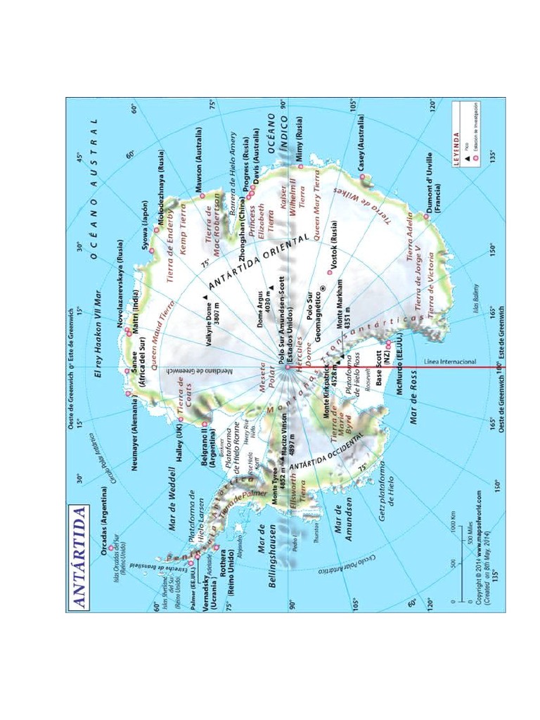 Mapa Fisico y Politico Antartida | PDF