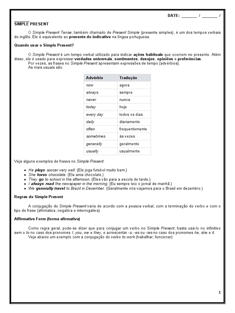 Uso e Regras do Simple Present | PDF