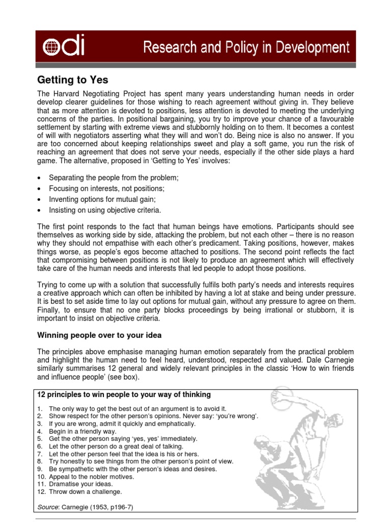 Getting To Yes | PDF | Negotiation | Psychological Concepts