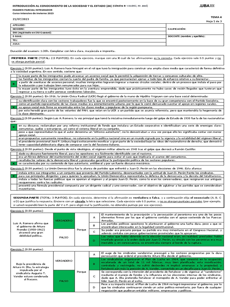 ICSE B - CII 2023 - Tema 4 - CLAVES DE CORRECCIÓN | PDF