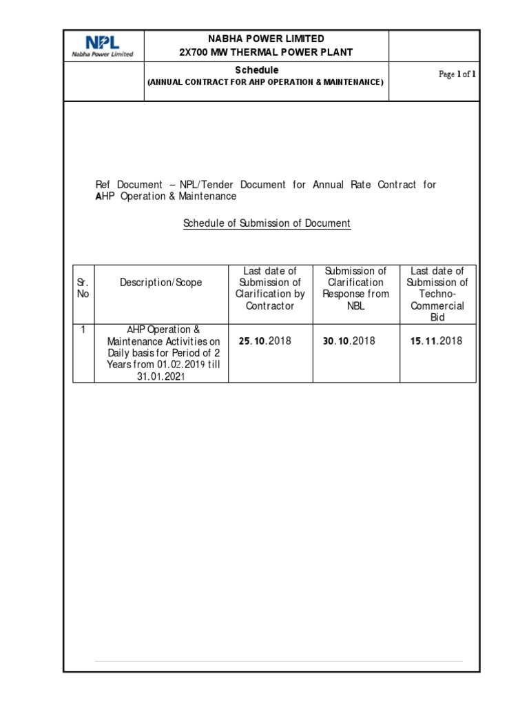 Amc For Ahp Operation and Maintenance For Nabha Power Limited | PDF | Pump | Pipe (Fluid Conveyance)