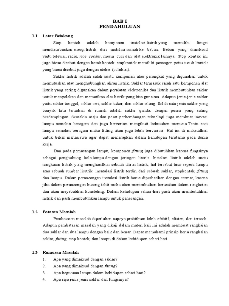 Lapres 2 Saklar 2 Lampu 1 Stopkontak | PDF
