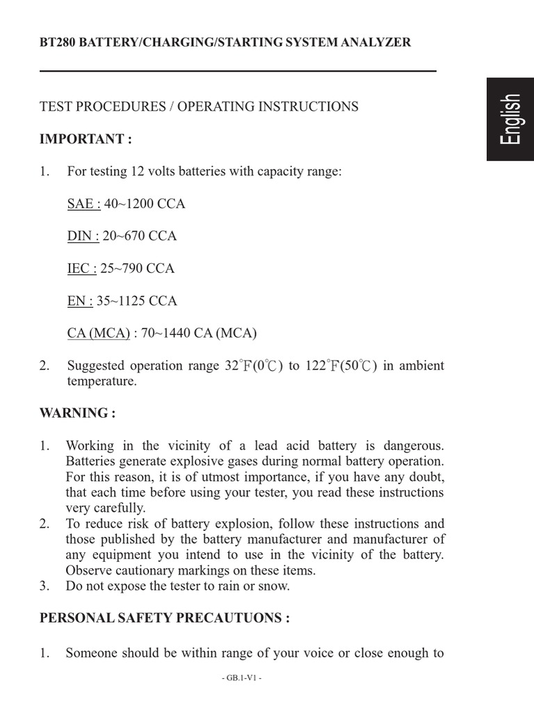 TESTER BT280 User Manual English | PDF