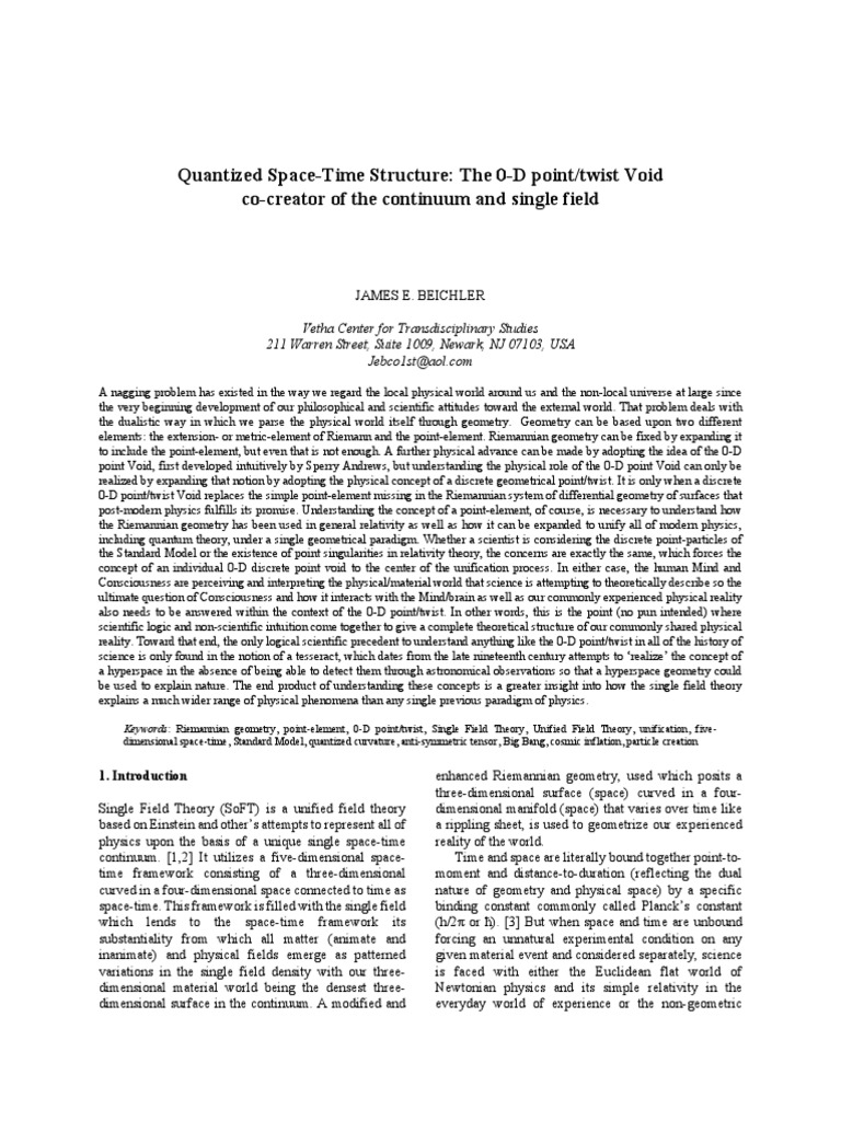 Quantized Space Time Structure The 0 D P Pdf
