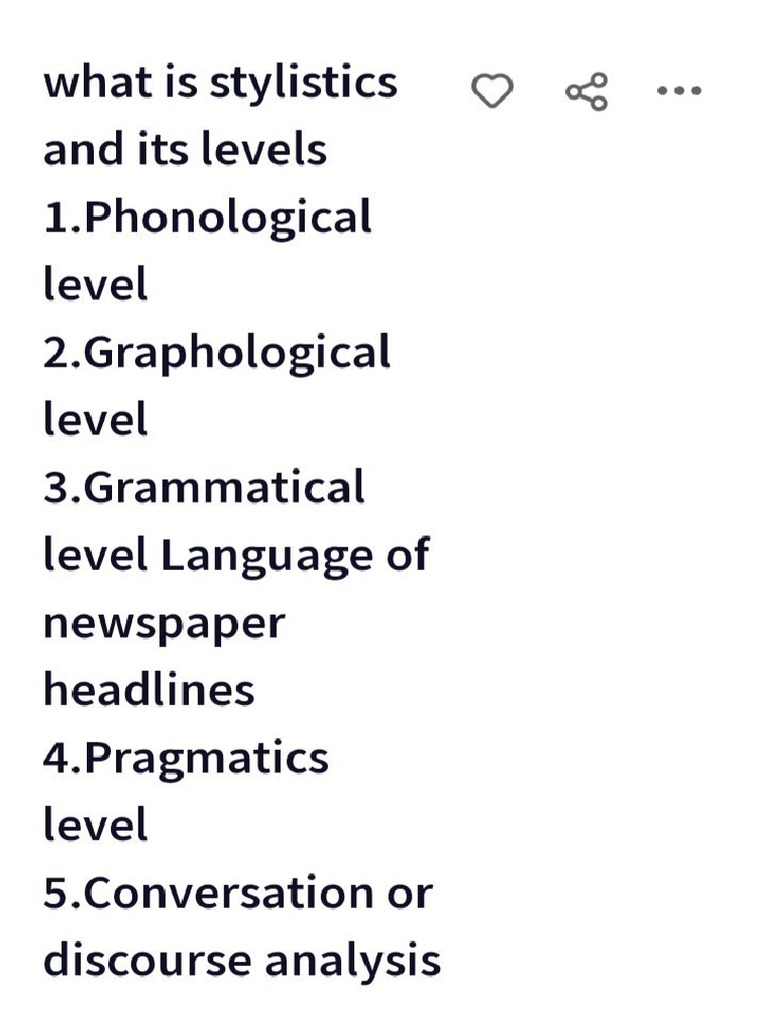 Levels of Analysis Stylistics T-1 | PDF
