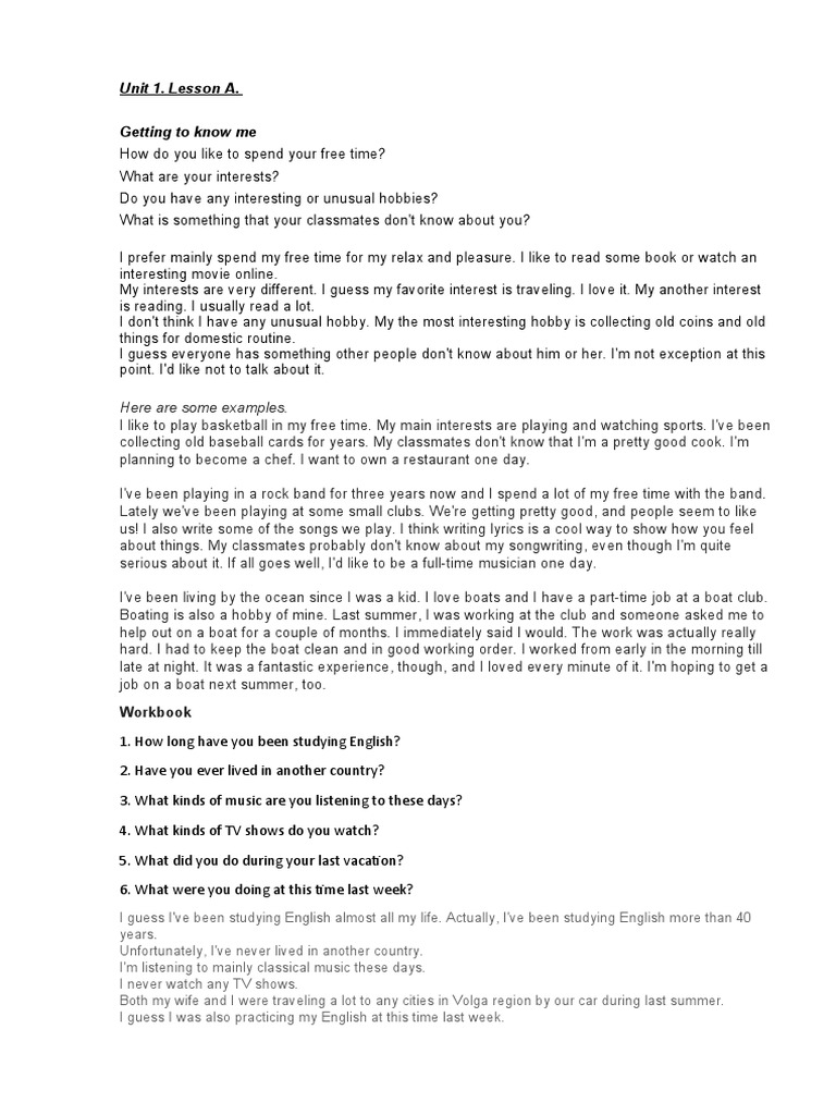 Unit 1. Lesson A | PDF Unit 1. Lesson A | PDF