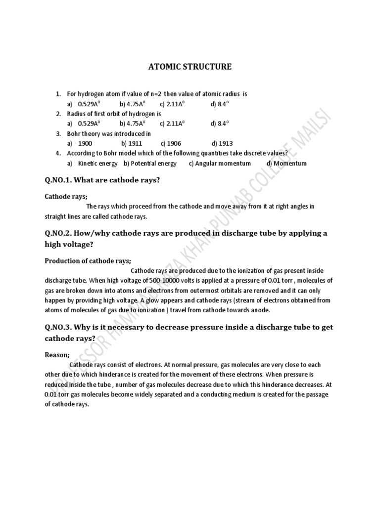 Atomic Structure 2 | PDF