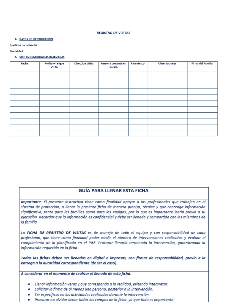 Ficha de Registro de Visitas | PDF | Información