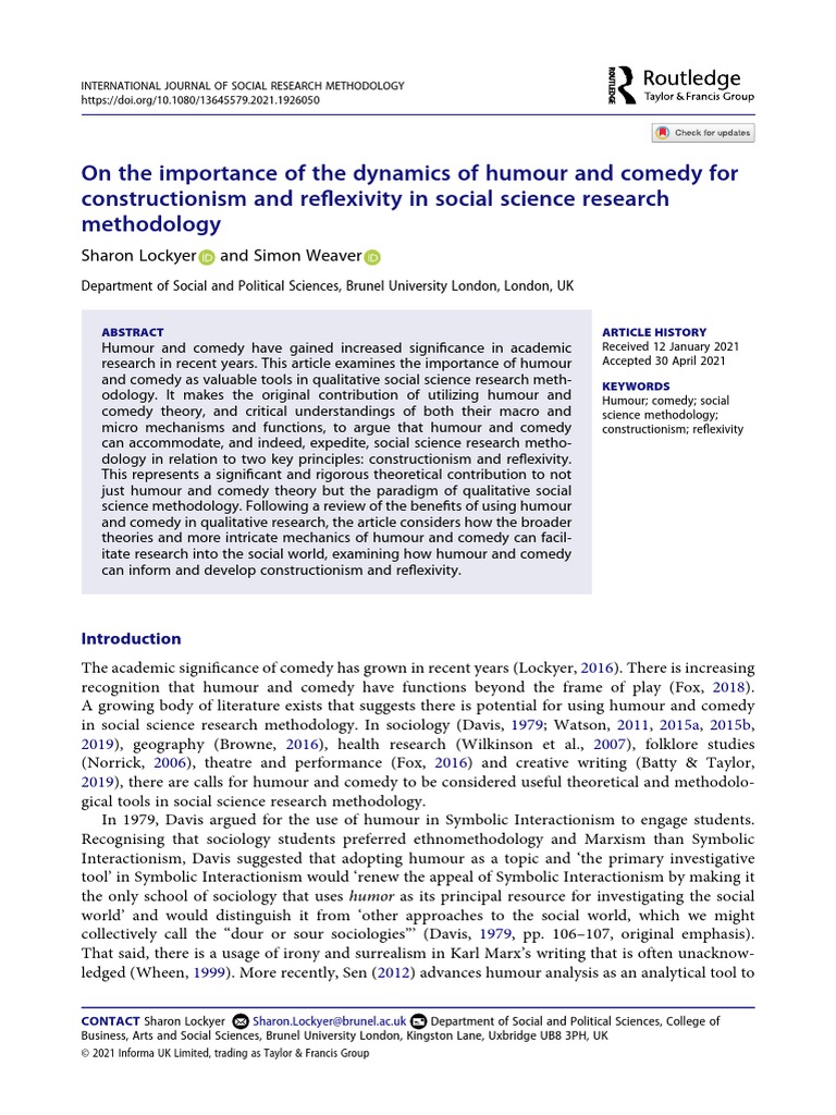 Humour's Role in Social Science Methodology | PDF | Methodology | Humour