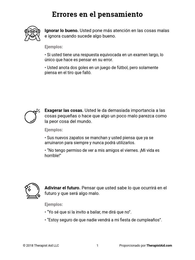 CBT Thinking Errors Spanish | PDF
