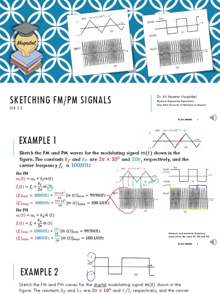 2 Examples For Sketching Fm And Pm Signals Pdf Frequency Modulation