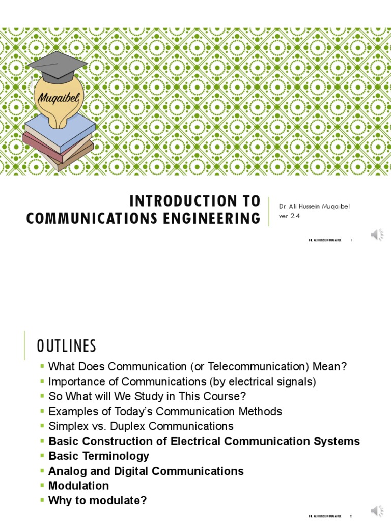 Introduction To Communications Engineering: Dr. Ali Hussein Muqaibel Ver 2.4 | PDF | Modulation ...