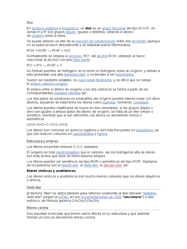 Éter Grupo Funcional 2 | PDF | Éter | Química
