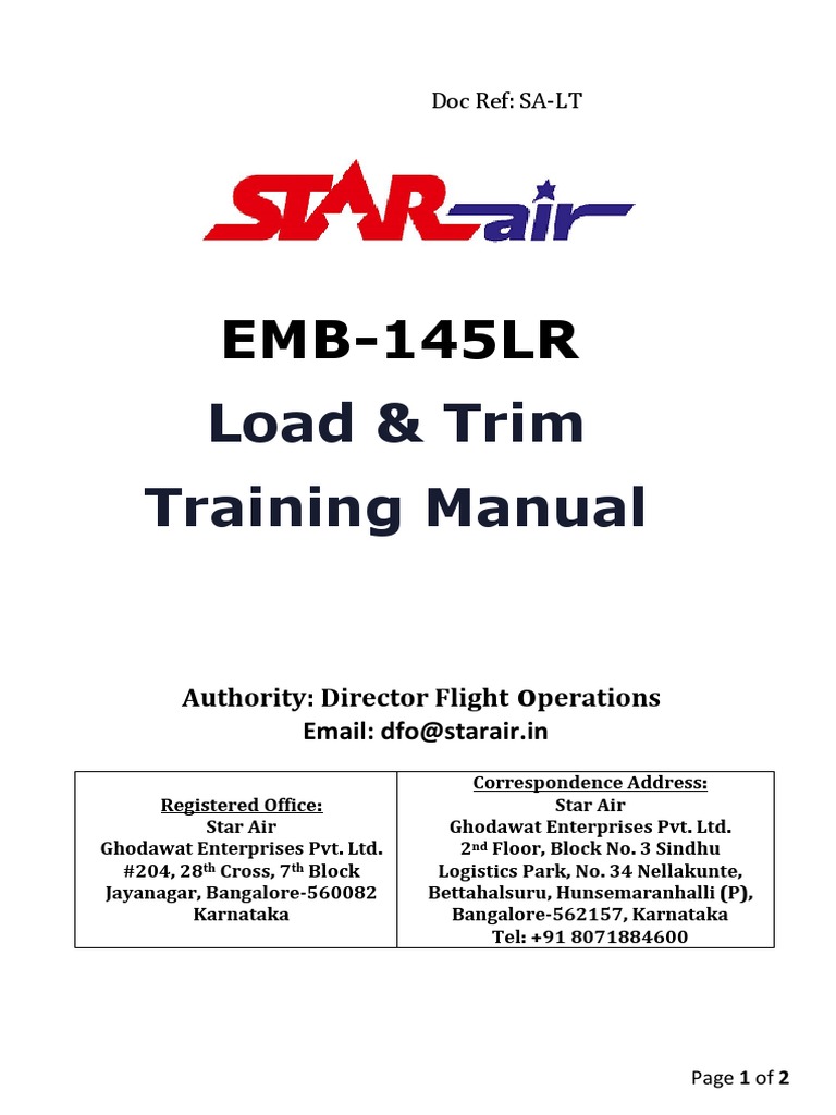 EMB-145 Load & Trim Training Manual | PDF | Area | Greenwich Mean Time