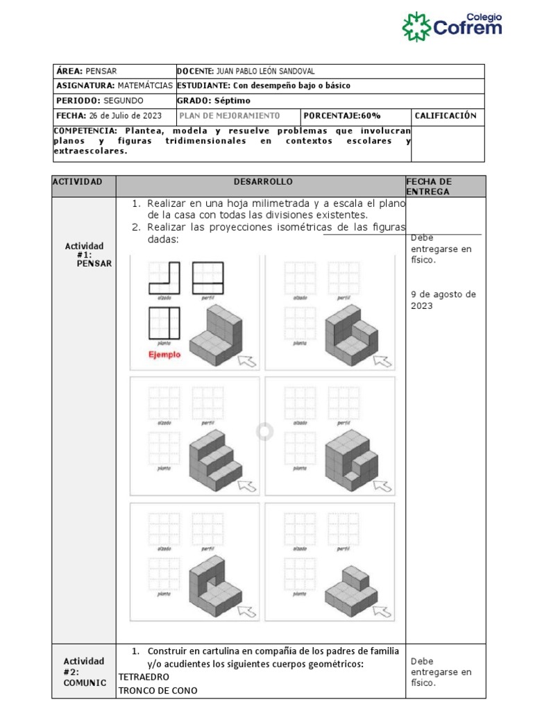 Plan De Mejoramiento En Matemáticas 7 Pdf Geometría Matemáticas