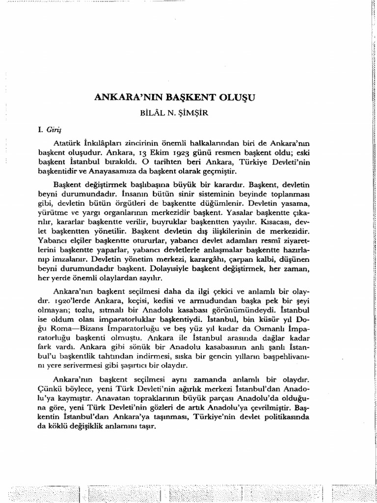 ANKARA’NIN BAŞKENT OLUŞU | PDF
