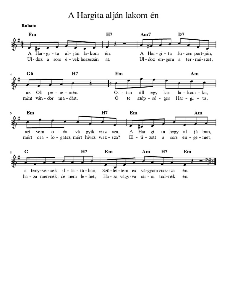 A Hargita Alján Lakom Én | PDF