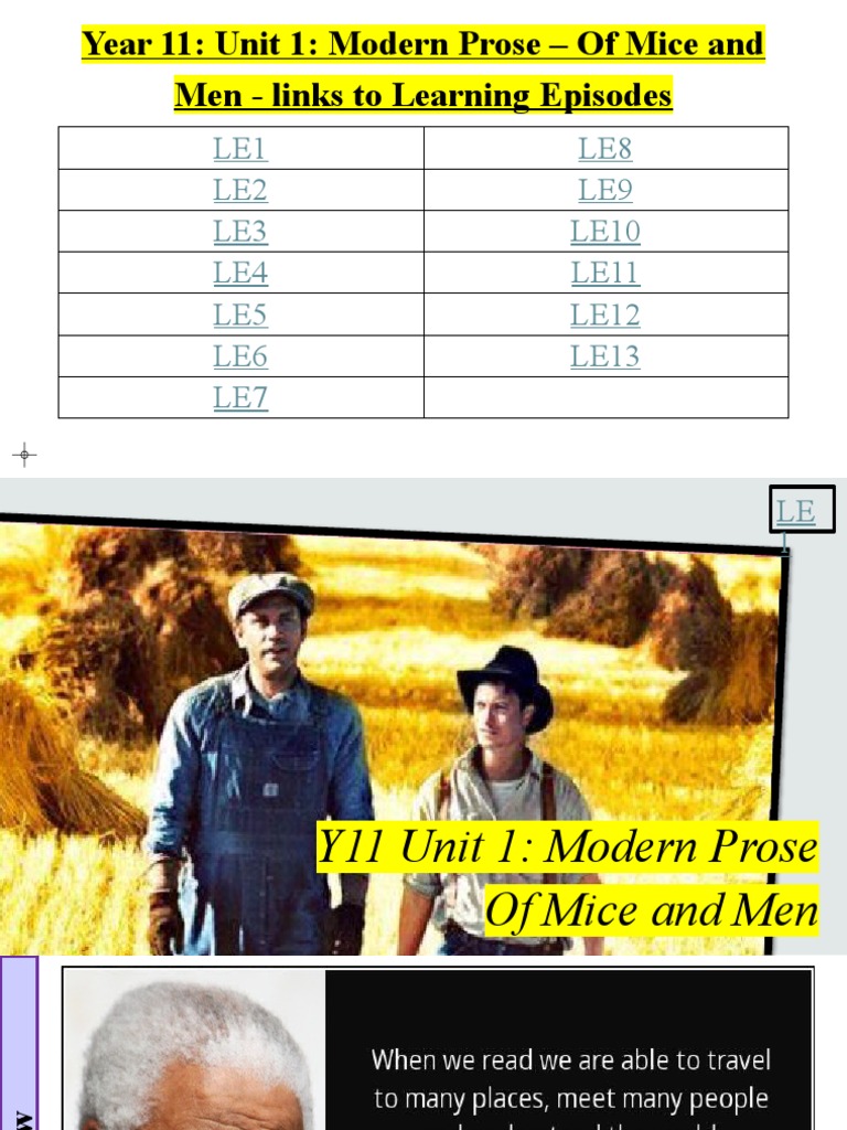 Unit 1 of Mice and Men PPT Sow | PDF