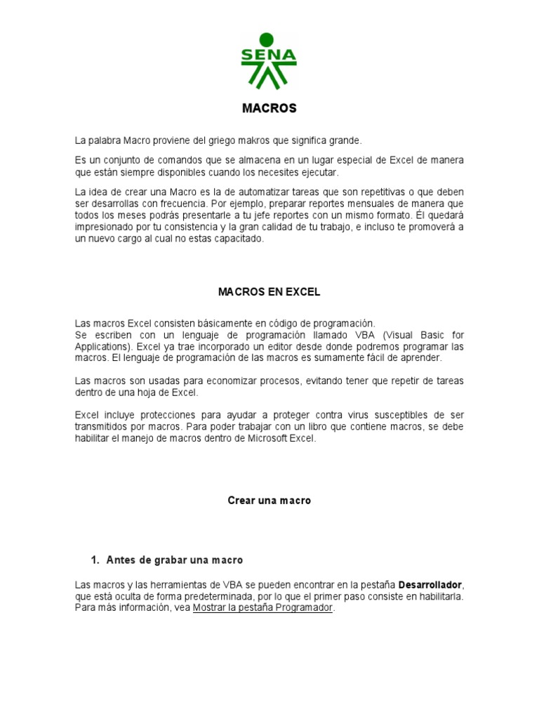 Macros en Excel | PDF | Macro (informática) | Microsoft Excel