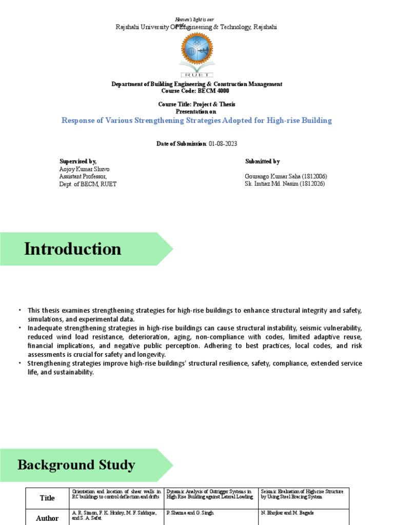 Pre-Defense Presentation on High-Rise Strengthening | PDF | Civil Engineering