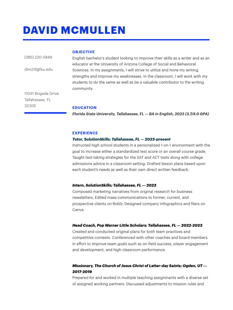 Enc 4942 - Updated Resume | PDF | Behavior Modification | Cognition