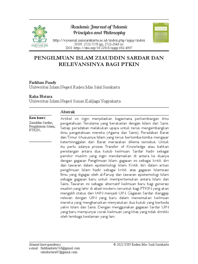 Pengilmuan Islam Ziauddin Sardar | PDF