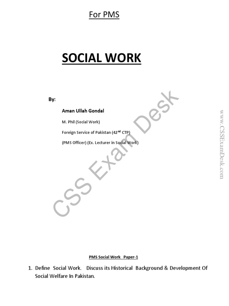 Social Work Notes Amanullah Gondal CSS 2012 | PDF | Social Work ...