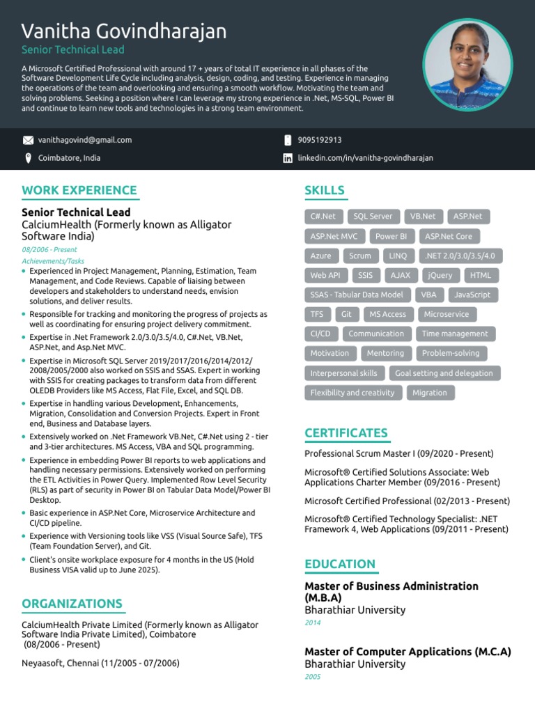 Vanitha's Resume | PDF | Microsoft Access | Information Technology Management