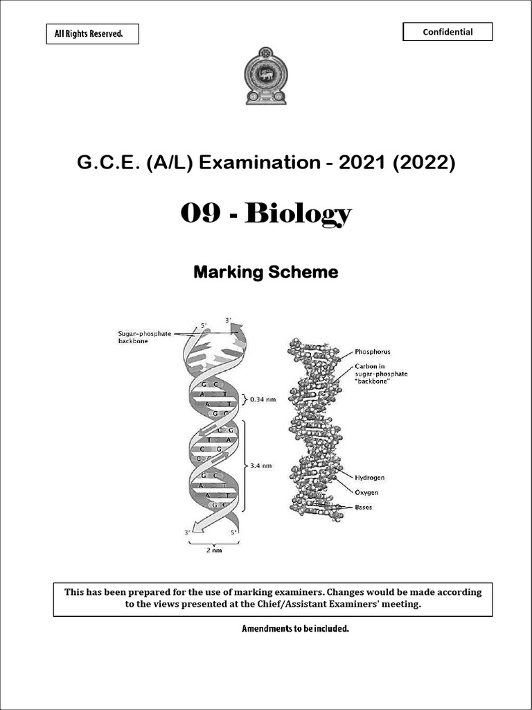2021 AL Biology Marking Scheme English Medium | PDF