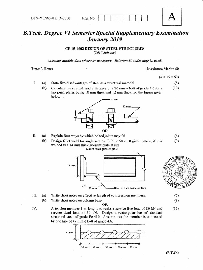 Steel Structures Design Exam Questions | PDF | Structural Steel | Buckling