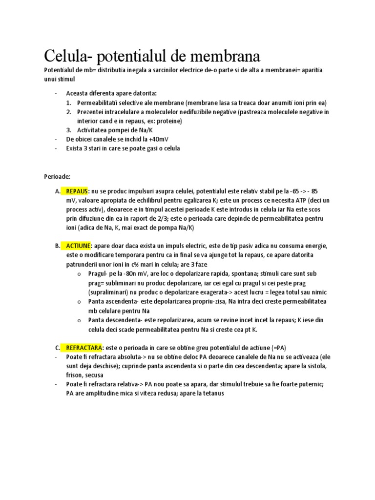 Lectia 4-Celula- Potential Membranar | PDF