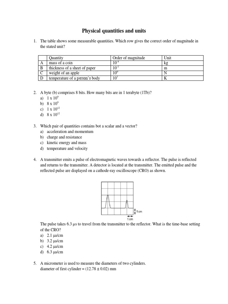 2020 - Physical Quantities and Units (Multiple Choice) | PDF 2020 - Physical Quantities and Units (Multiple Choice) | PDF