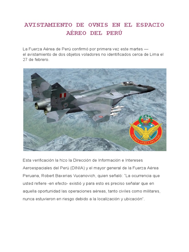 Avistamiento OVNI en Perú Confirmado | PDF