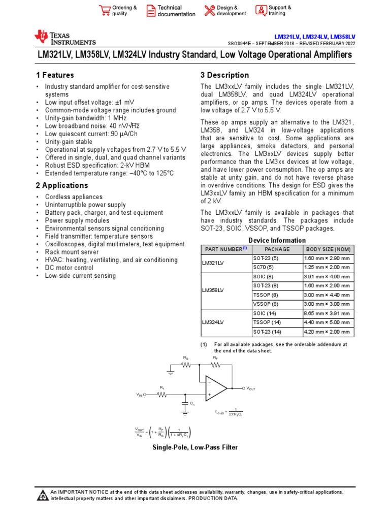 LM 321 LV | PDF | Amplifier | Operational Amplifier