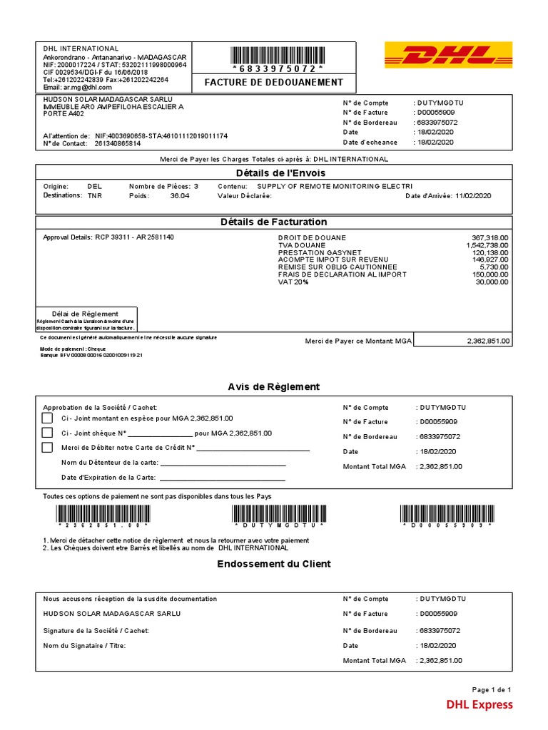 6-3-2020 DHL | PDF | Facture | Bancaire