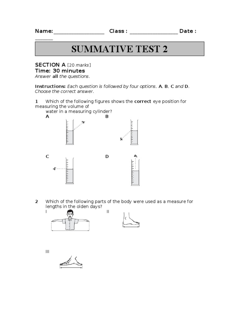 Summative Test 2: Name: - Class: - Date | PDF | Physical Quantities ...