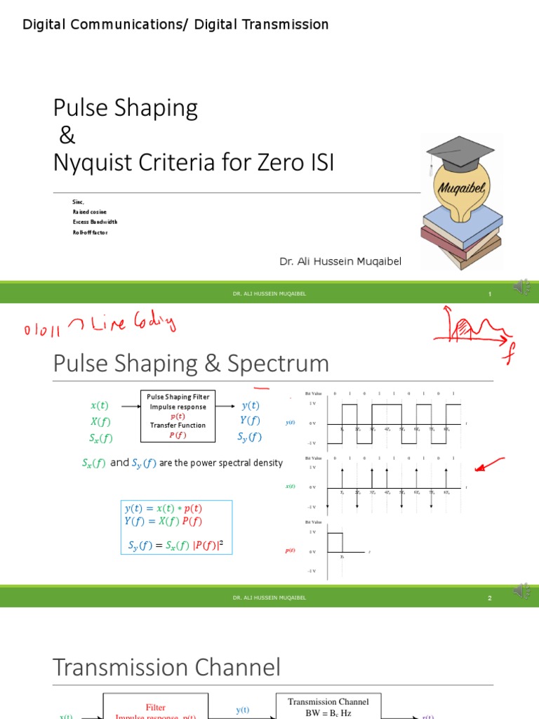 7p2 Pulse Shaping and Nyquist For Zero ISI | PDF | Bandwidth (Signal Processing) | Signal Processing