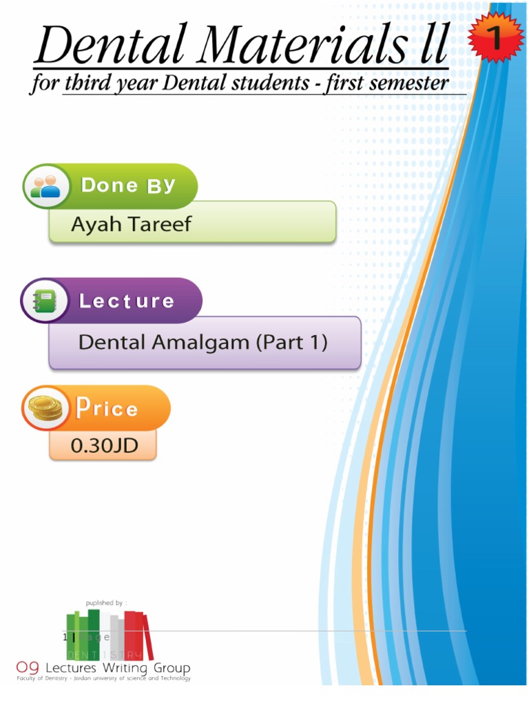 Lecture 1, Dental Amalgam (Script) | PDF | Corrosion | Tin
