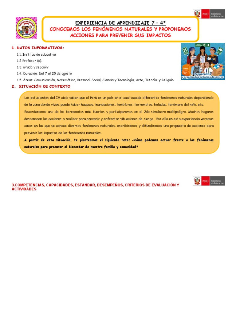 4° Exp. 7 Iv Ciclo | PDF | Aprendizaje | Evaluación
